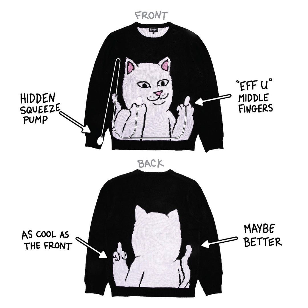 Suéter RIPNDIP - Lord Nermal Flippy Knitty Sweater (Black) – RIPNDIP Brasil